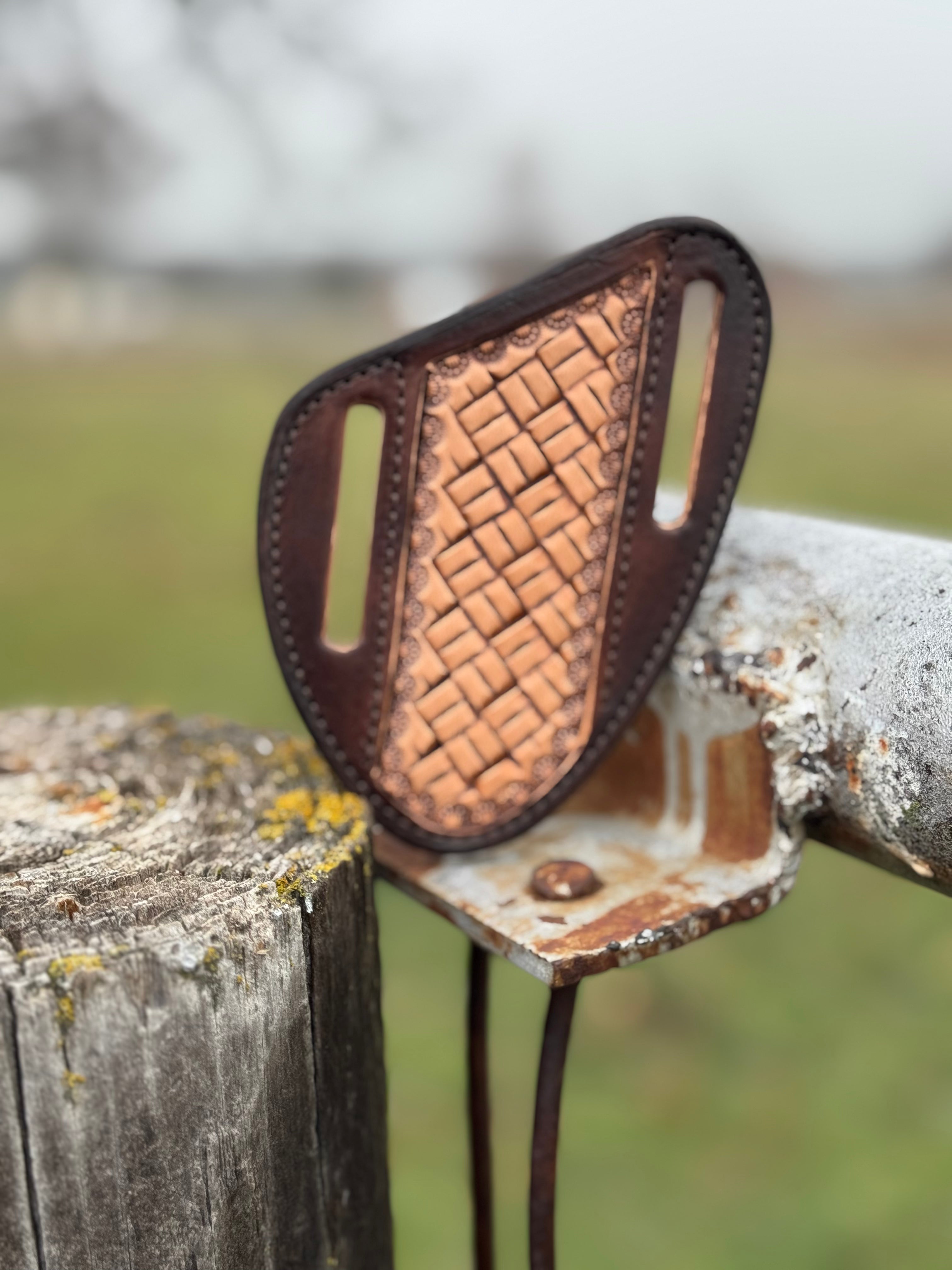 Basket Stamp Sheath/ Show Brown Border – Randall Leather Designs