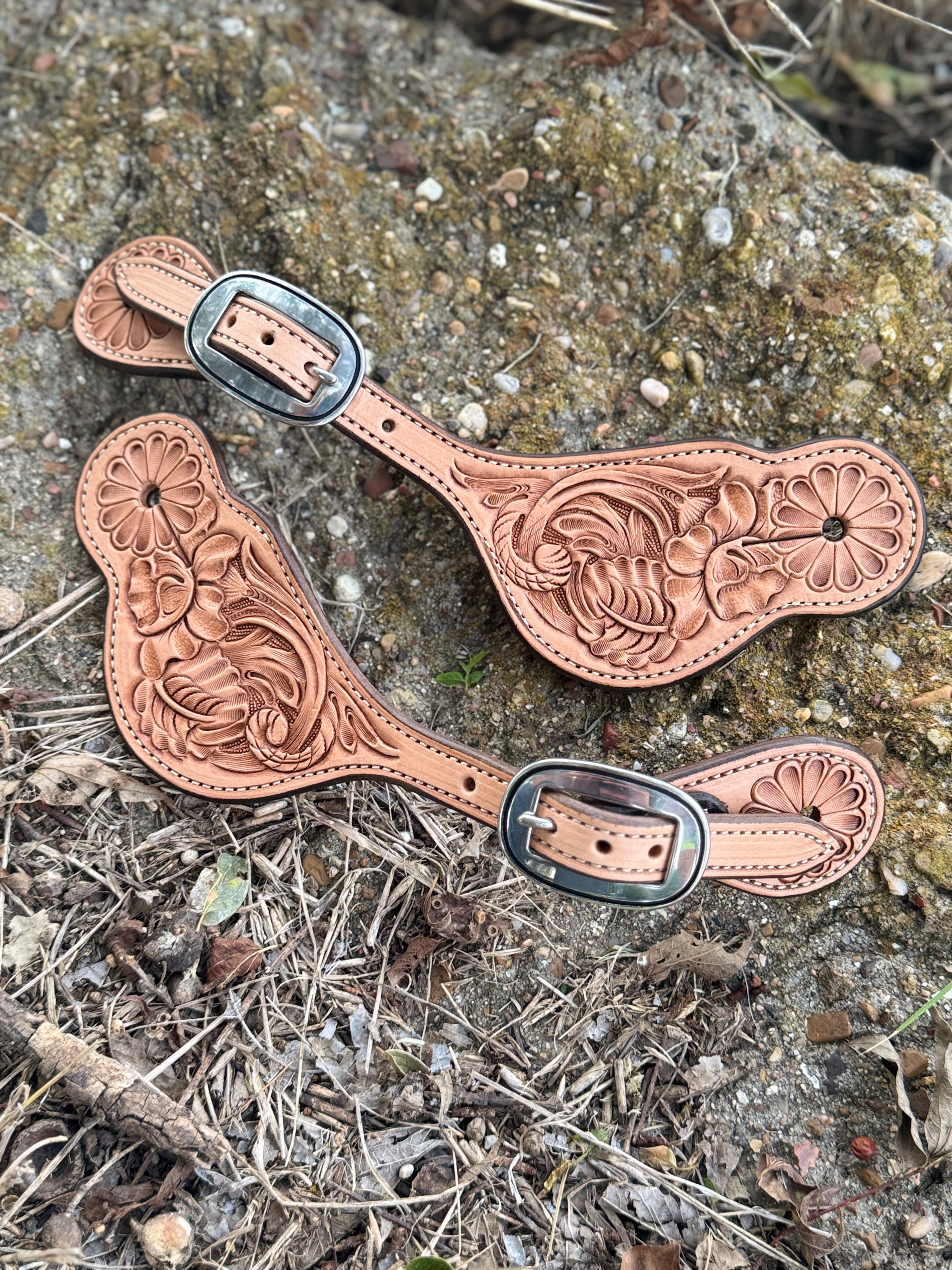 Men's Tooled Spur Straps/Sheridan Brown Antiqued – Randall Leather Designs