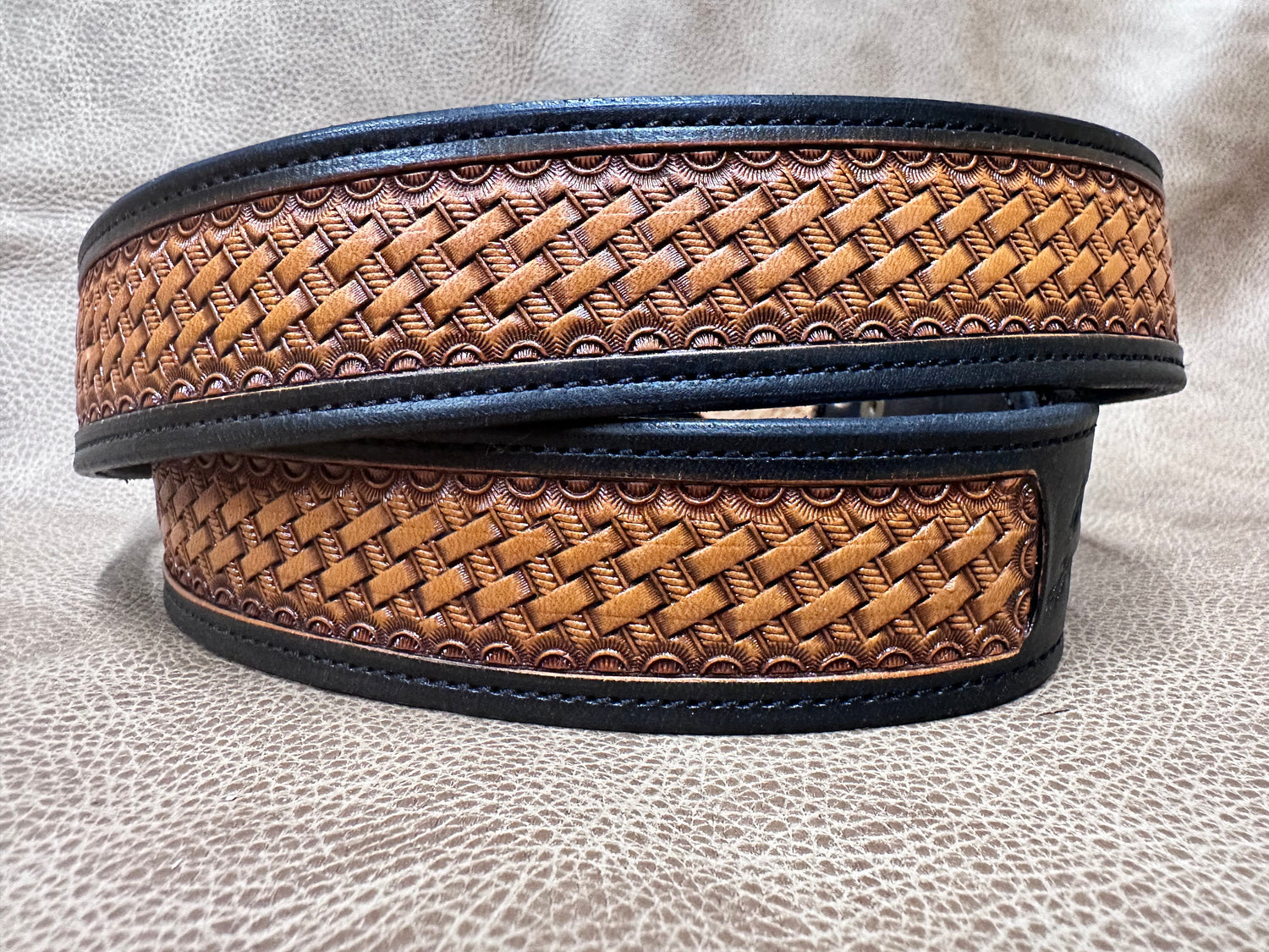 Classic Basket stamp with Black border – Randall Leather Designs